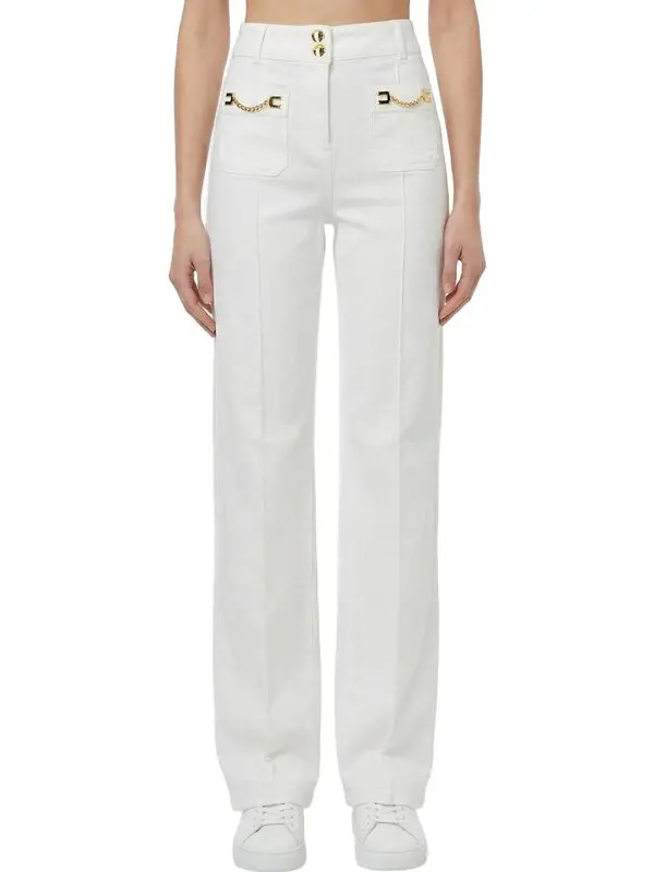 Elisabetta Franchi Straight Leg Jeans - White