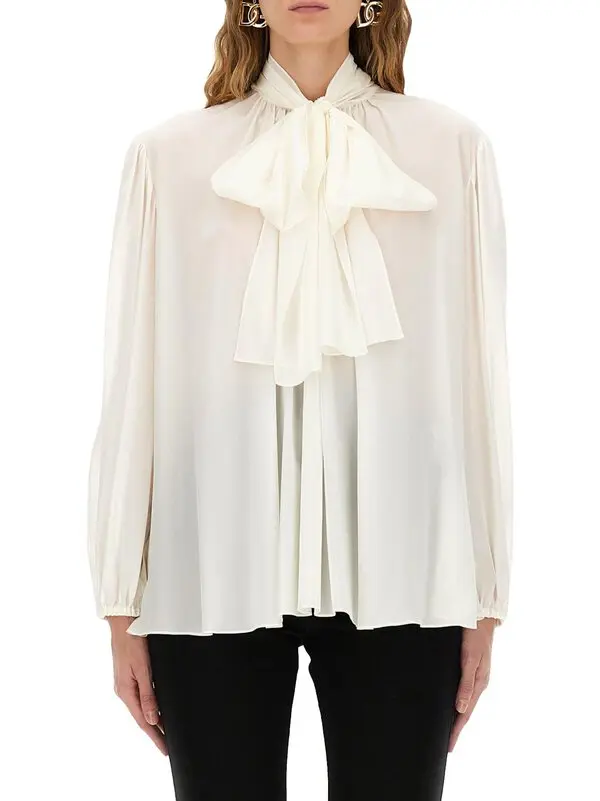 Dolce & Gabbana Tie Neck Top - Ivory