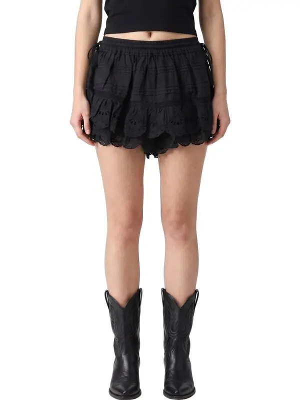 Isabel Marant Étoile Eyelet Ruffled Shorts - Black