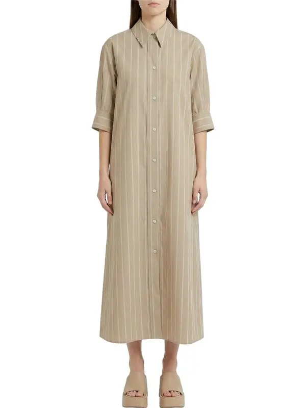 JIL SANDER Striped Shirt Dress - Beige