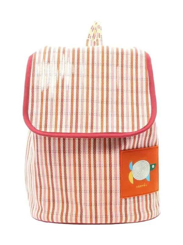 Hermès 2010s Animo Natte Striped-pattern Backpack - Neutrals