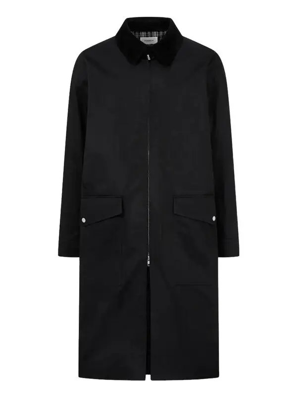STUDIO TOMBOY Corduroy-collar Coat - Black