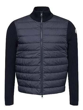 Moncler Contrast-knit Shell-down Cardigan - Blue