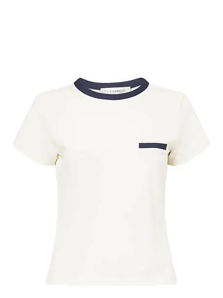 FRAME Pique Pima-cotton T-shirt - Cream Multi