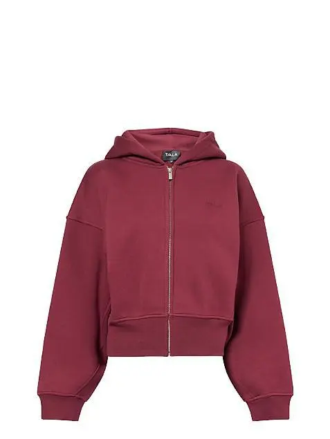 TALA Cocoon Zip-through Cotton-blend Hoody - Port