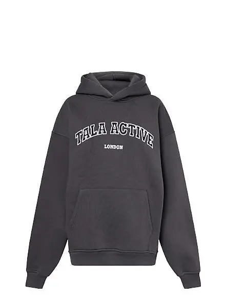 TALA Logo-appliqued Oversized Cotton-blend Hoody - Vintage Black