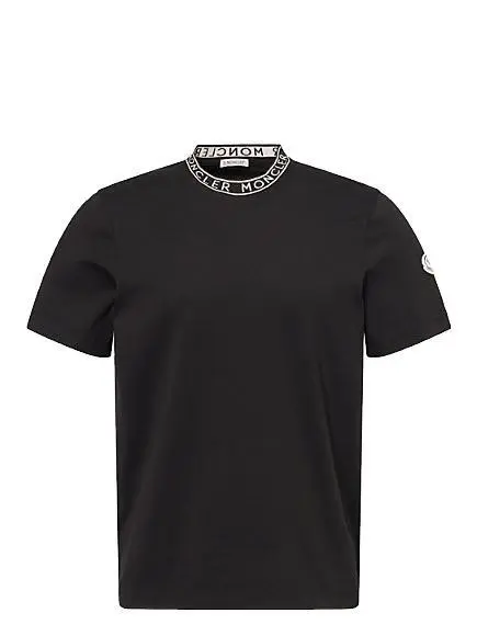Moncler Branded-crewneck Short-sleeves Cotton-jersey T-shirt - Black