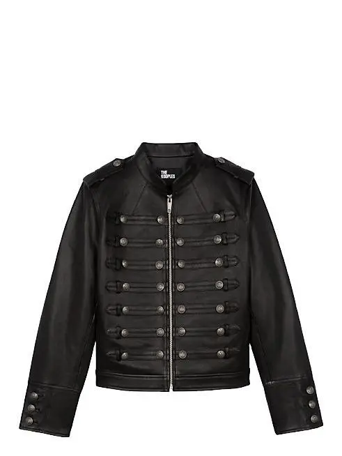 The Kooples Heritage-button Leather Jacket - Black