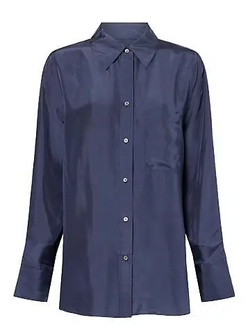 TWP Oversized Silk Shirt - Midnight