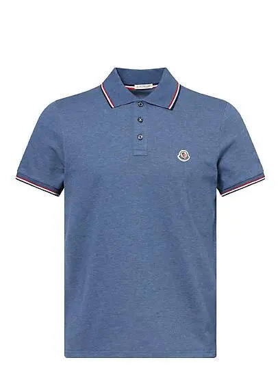 Moncler Brand-patch Short-sleeves Cotton-piqué Polo Shirt - Navy