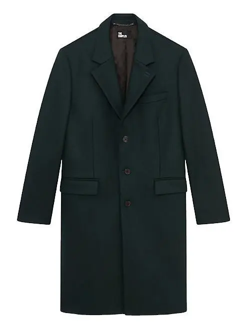 The Kooples Single-breasted Long Wool-blend Coat - Bottle Green