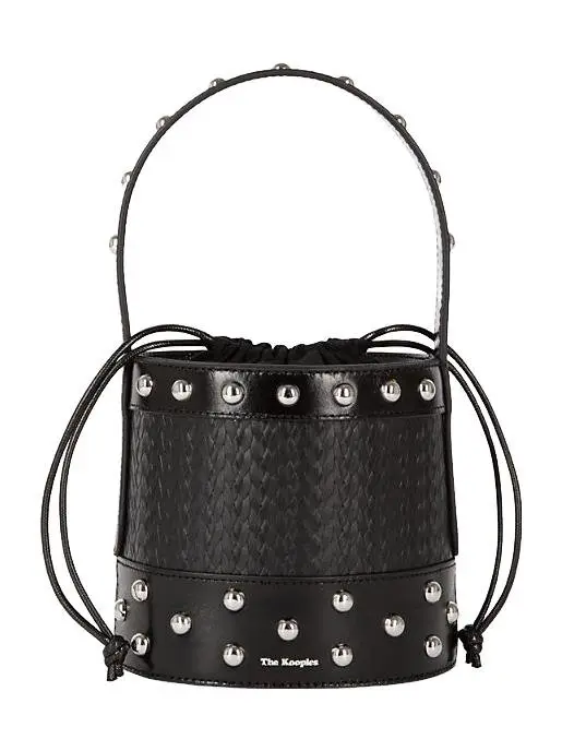 The Kooples Stud-embellished Leather Bucket Bag - Black