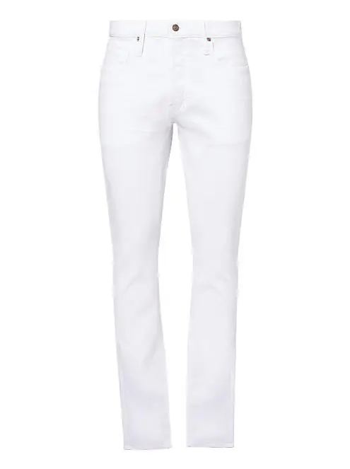 TOM FORD Textured Straight-leg Denim-blend Jeans - Optical White