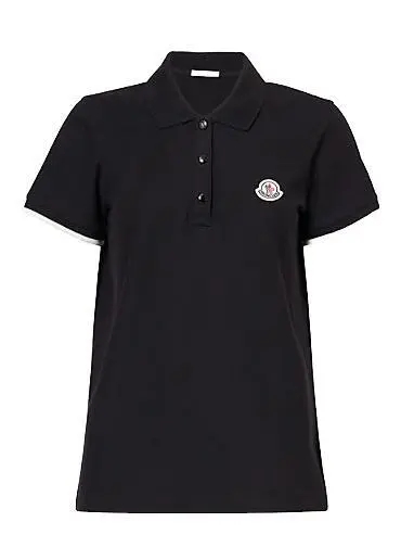 Moncler Brand-badge Cotton Polo Shirt - Black