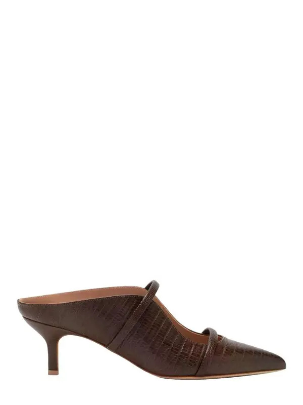 MALONE SOULIERS Maureen Embossed Leather Mules - Brown