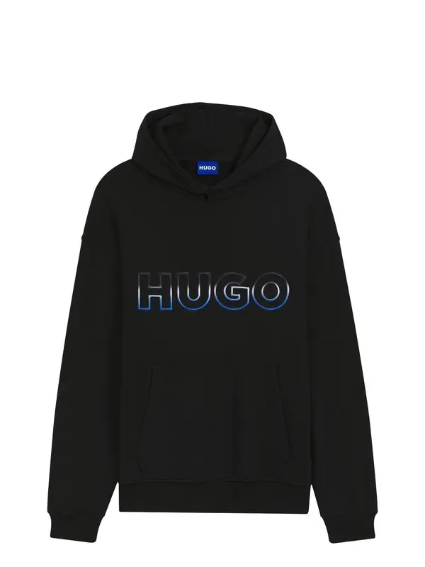 Hugo Ombré-logo Cotton Terry Hoodie - Black