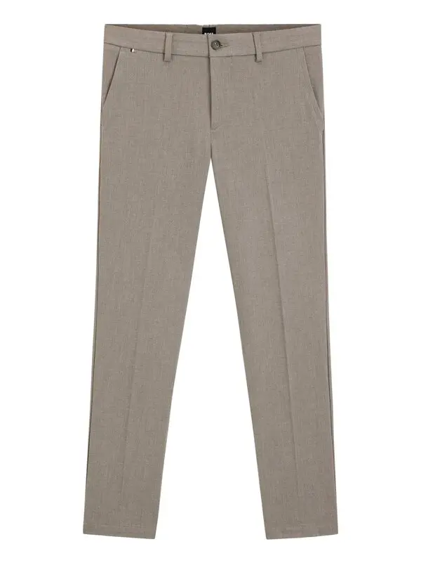 BOSS Slim-fit Herringbone Trousers - Light Brown