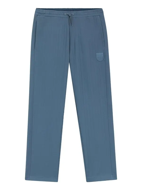 Hugo Cotton-blend Tracksuit Bottoms With Drop-needle Stripe - Light Blue