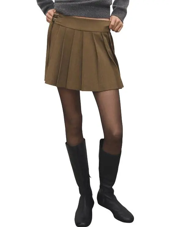 Mango Brittany Pleated Miniskirt - Brown