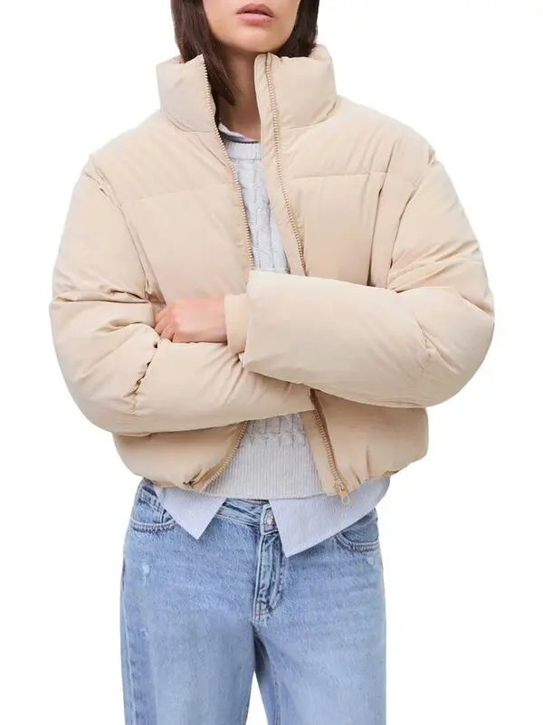 Mango Quilted Puffer Jacket - Beige
