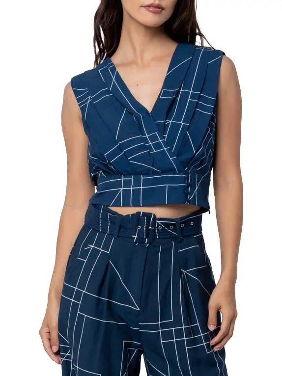 CIEBON Geometric Print Sleeveless Top - Navy/white