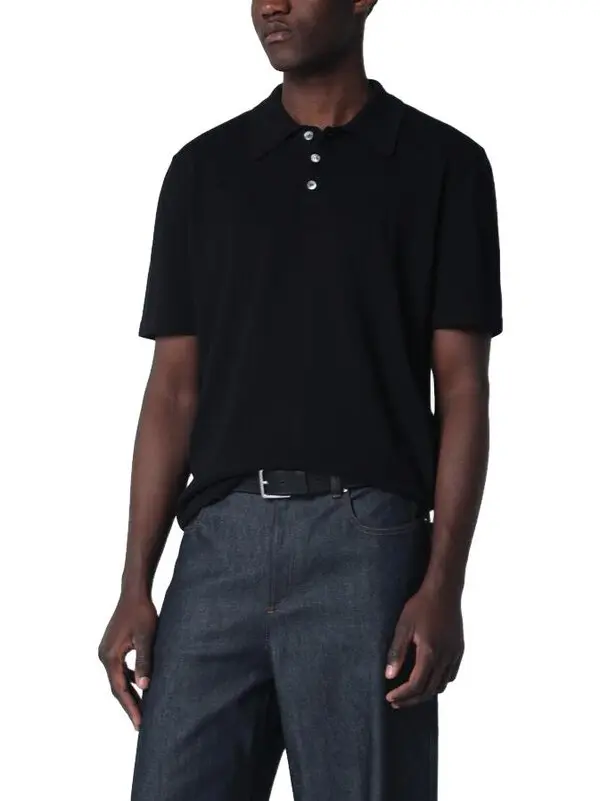 A.p.c. Cotton Knit Polo Shirt - Black