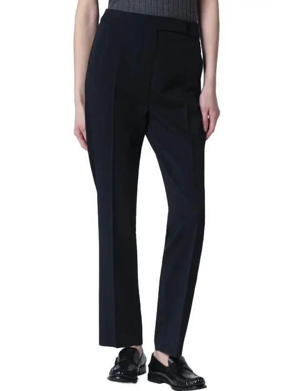 Max Mara Virgin Wool Straight Trousers - Blue