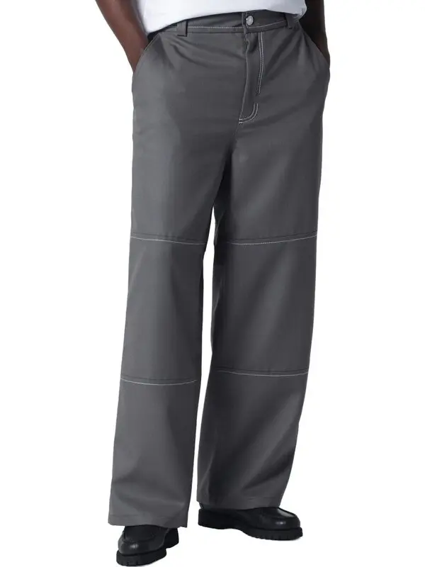Ami Wool Canvas Workwear Trousers - Black