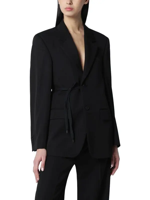 Balenciaga Single-breasted Jacket With Tie Detail - Black