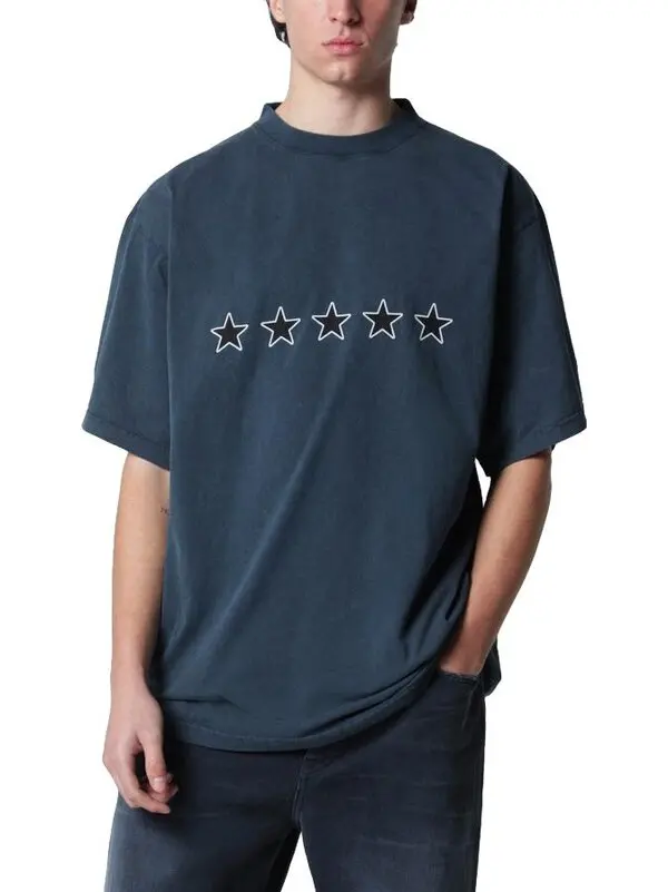 Balenciaga Washed Navy Oversized T-shirt - Blue