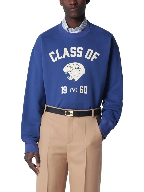 Valentino Garavani Sweatshirt With Panther Print - Blue