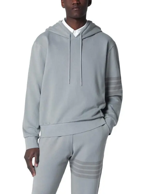 Thom Browne Cotton Hooded Sweatshirt - Grey