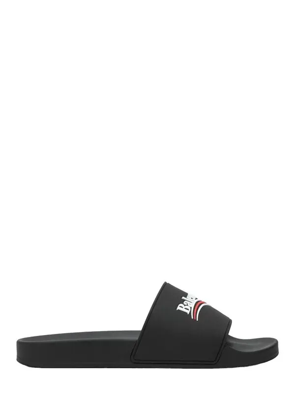 Balenciaga Pool Slide Rubber Sandals - Black
