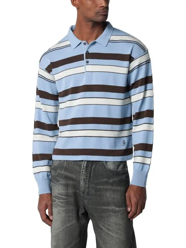 JW Anderson Light Striped Cotton-blend Polo - Blue
