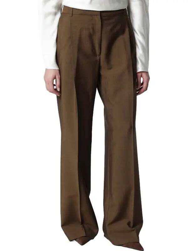 RÓHE Light Wool-blend Wide-leg Trousers - Brown