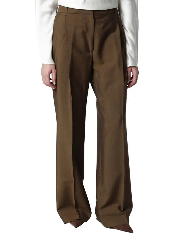RÓHE Wide-leg Wool-blend Trousers - Brown