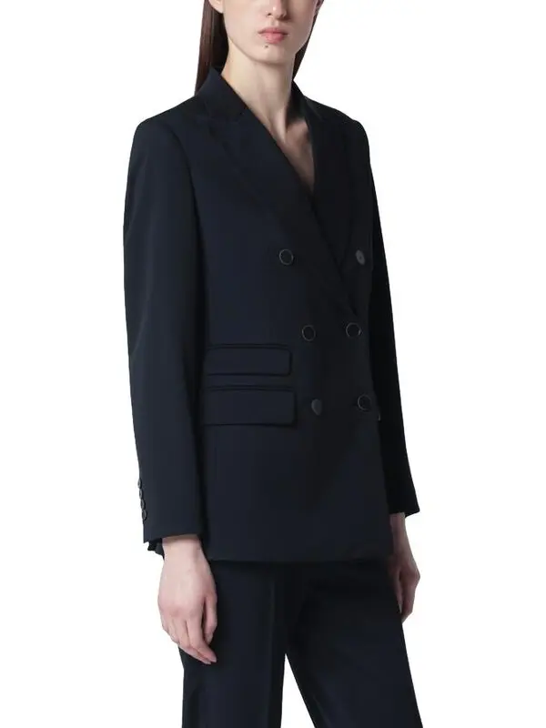 Max Mara Double-breasted Virgin Wool Jacket - Blue
