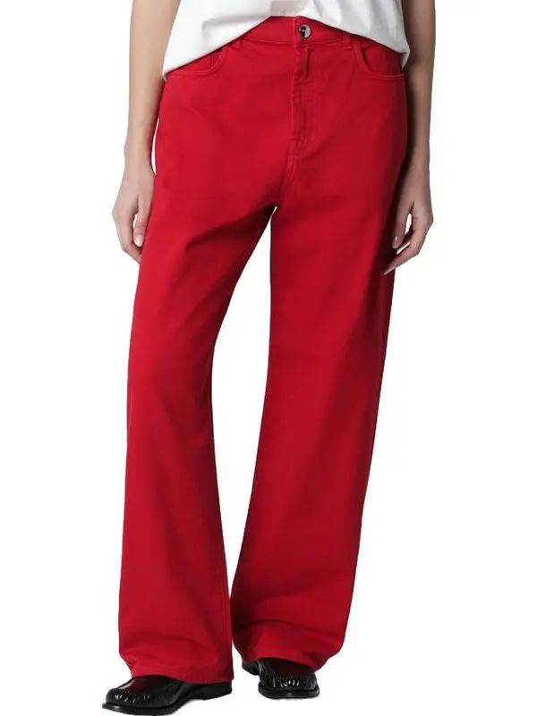 RÓHE Cotton Wide Leg Trousers - Red