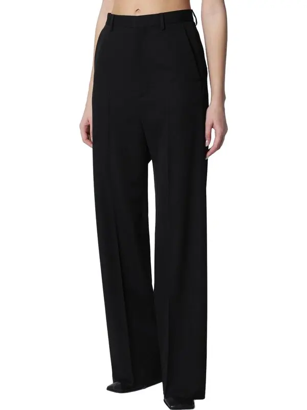 Balenciaga Wool Wide Leg Trousers - Black