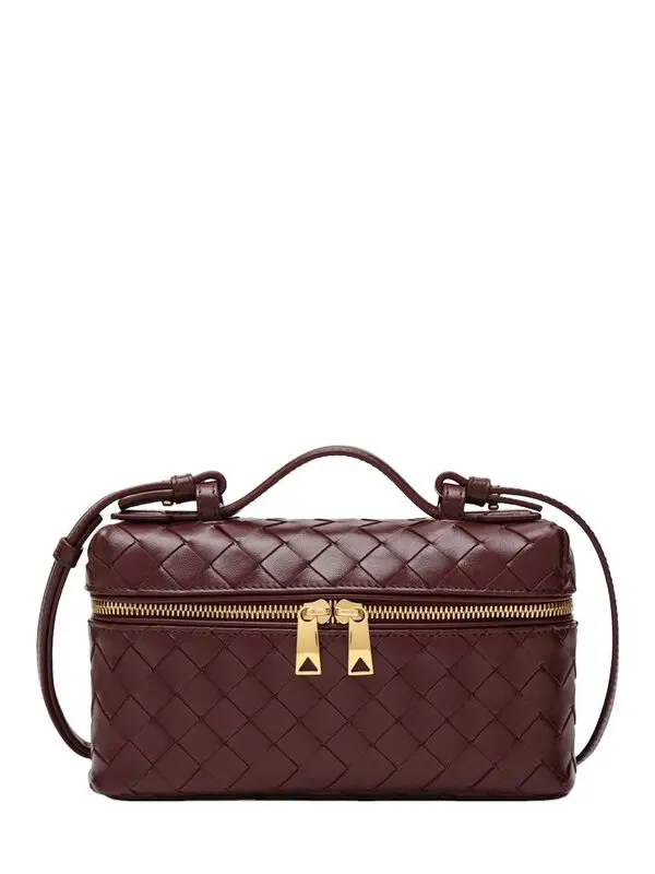 Bottega Veneta Intrecciato Leather Vanity Case - Burgundy
