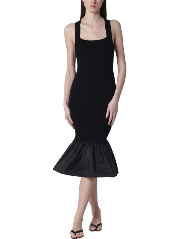Patou Dress With Faille Ruffle Hem - Black