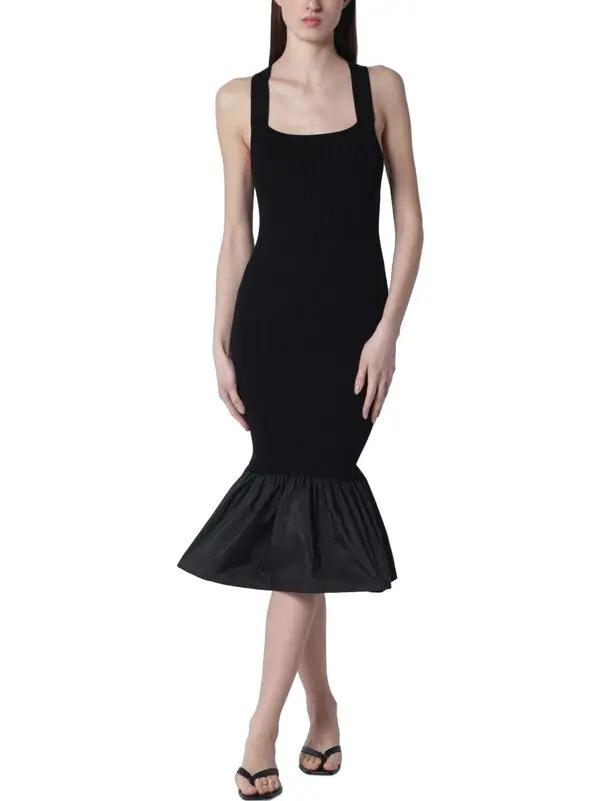 PATOU Dress With Faille Ruffle Hem - Black