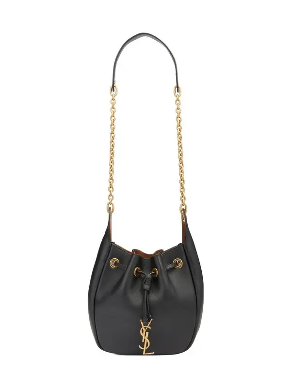 Saint Laurent Paris Vii Leather Bucket Bag - Noir/caramel Cognac