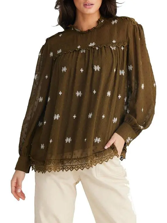 TALISMAN THE LABEL Ellidy Embroidery Long Sleeve Shirt - Olive