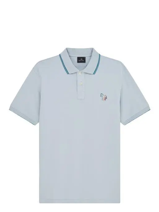 Paul Smith Regular Fit Tipped Cotton Piqué Polo - Light Blue
