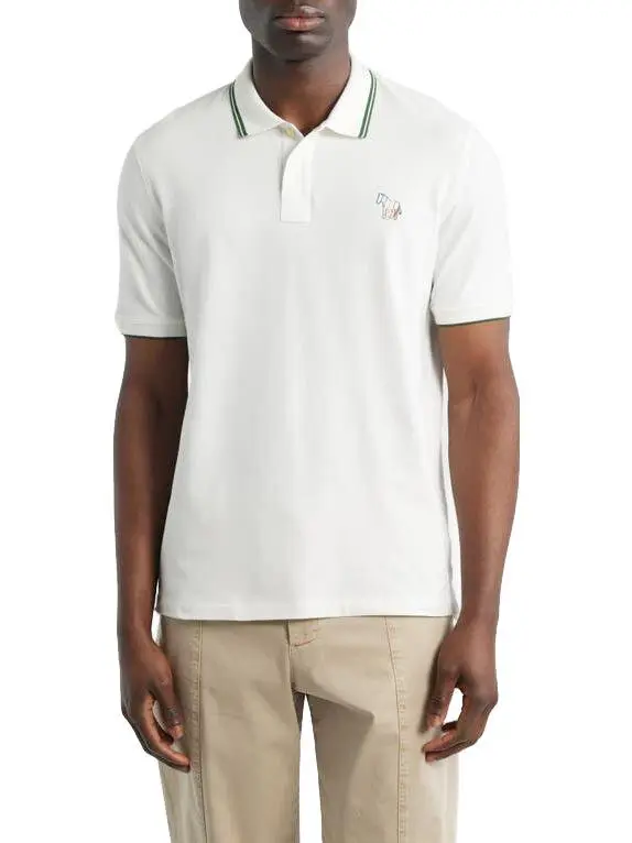 Paul Smith Regular Fit Tipped Cotton Piqué Polo - Off White