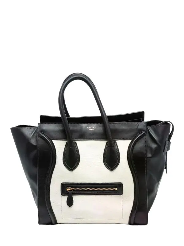 Celine 2012 Mini Bicolor Calfskin Luggage Tote Bag - Black