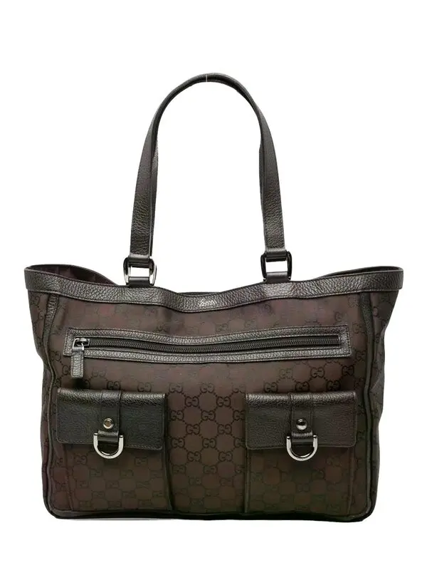 Gucci Gg Nylon Abbey D-ring Pocket Tote Bag - Brown