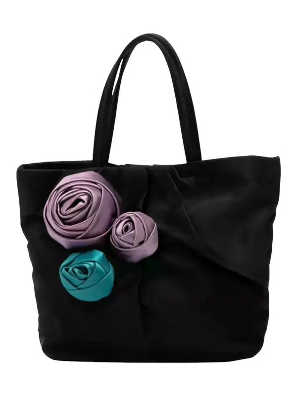 Prada 2000-2013 Mini Raso Rose Tote Bag - Black
