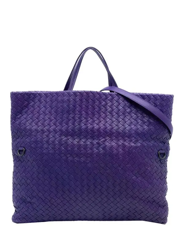 Bottega Veneta Nappa Intrecciato Convertible Tote Satchel - Purple